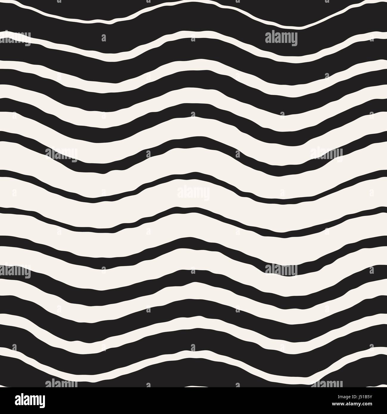 Seamless Wavy Hand Drawn Stripes Pattern. Abstract Repeating Vector ...