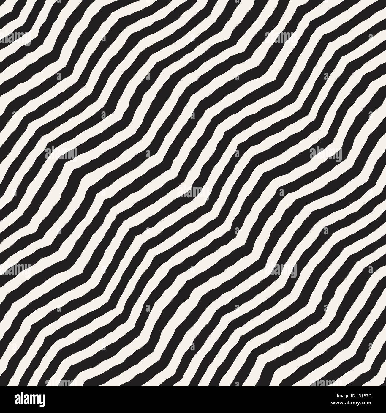 Seamless Wavy Hand Drawn Stripes Pattern. Abstract Repeating Vector ...