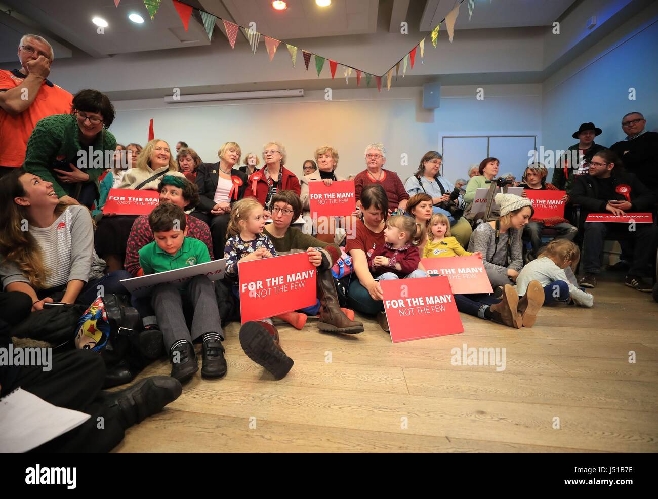 People await the arrival of Labour leader Jeremy Corbyn and the party's ...