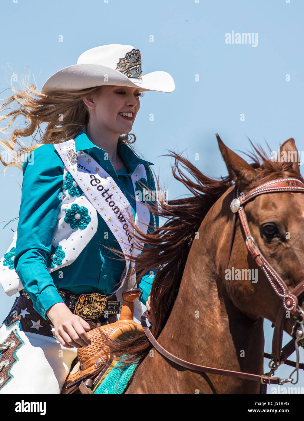 A lovely rodeo queen at the Cottonwood Rodeo in Cottonwood, California ...