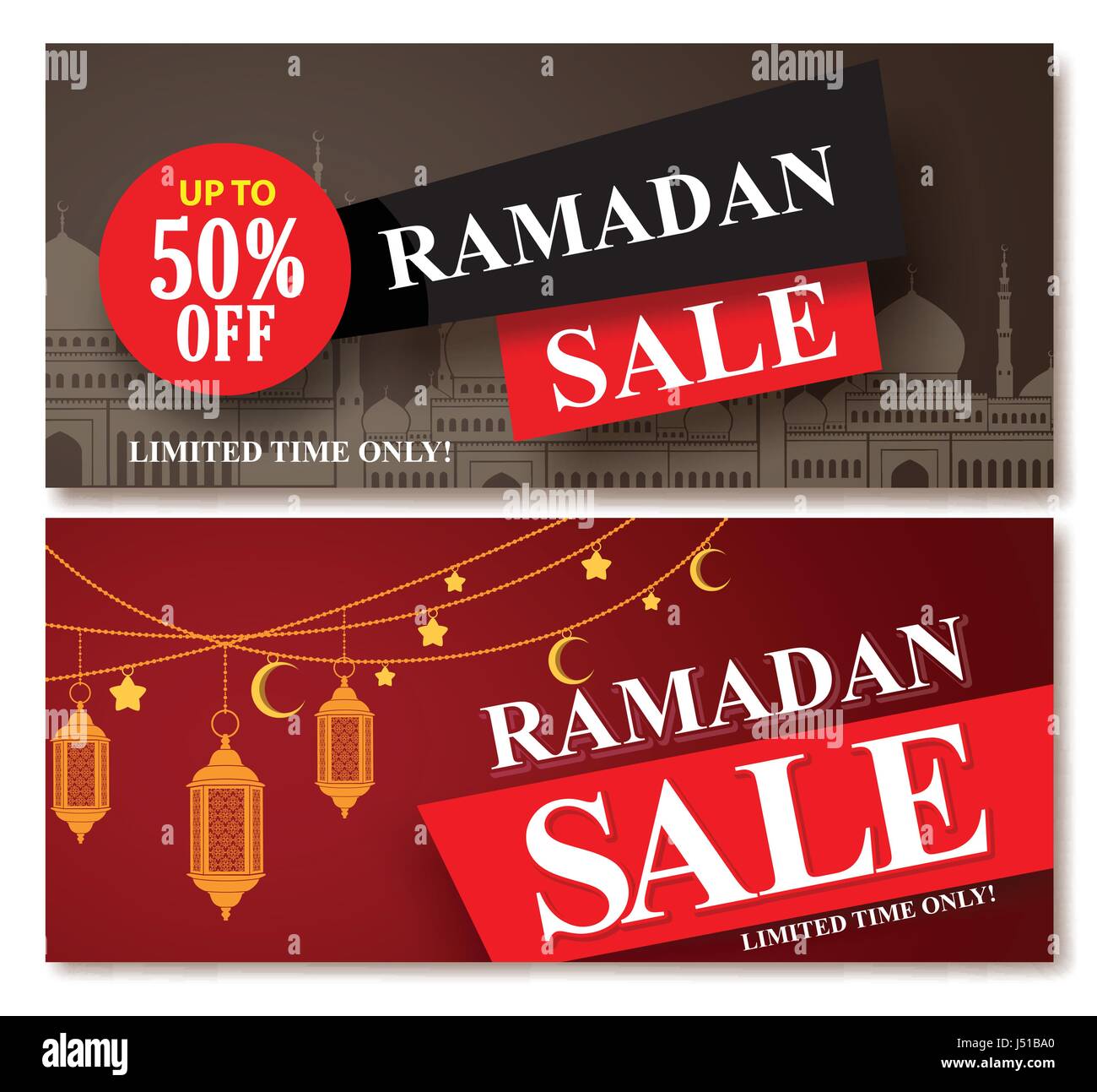 Ramadan sale vector banner designs set for shopping discount promotion ...