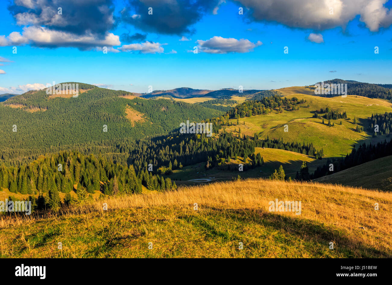 Classic Carpathian landscape. Autumn landscape in mountains of Romania ...