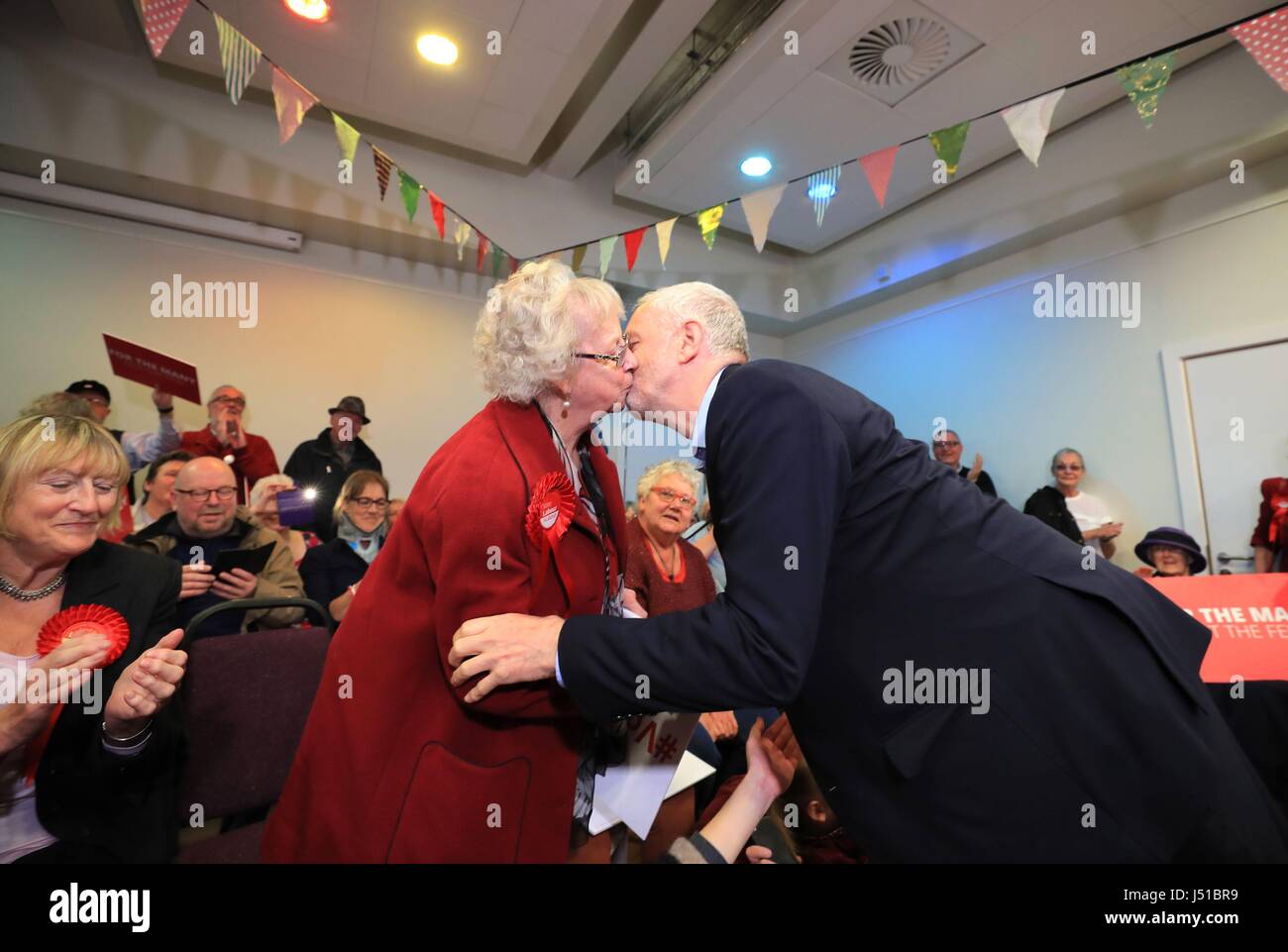 Labour leader jeremy corbyn greets former halifax mp alice mahon hi-res ...