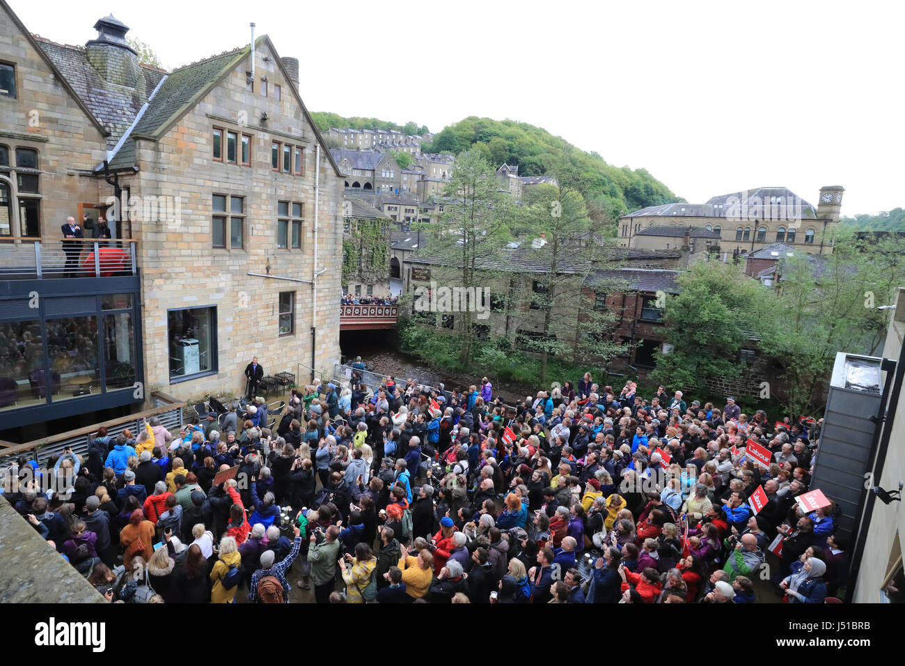 Labour leader Jeremy Corbyn speaking to an audience outside Hebden ...