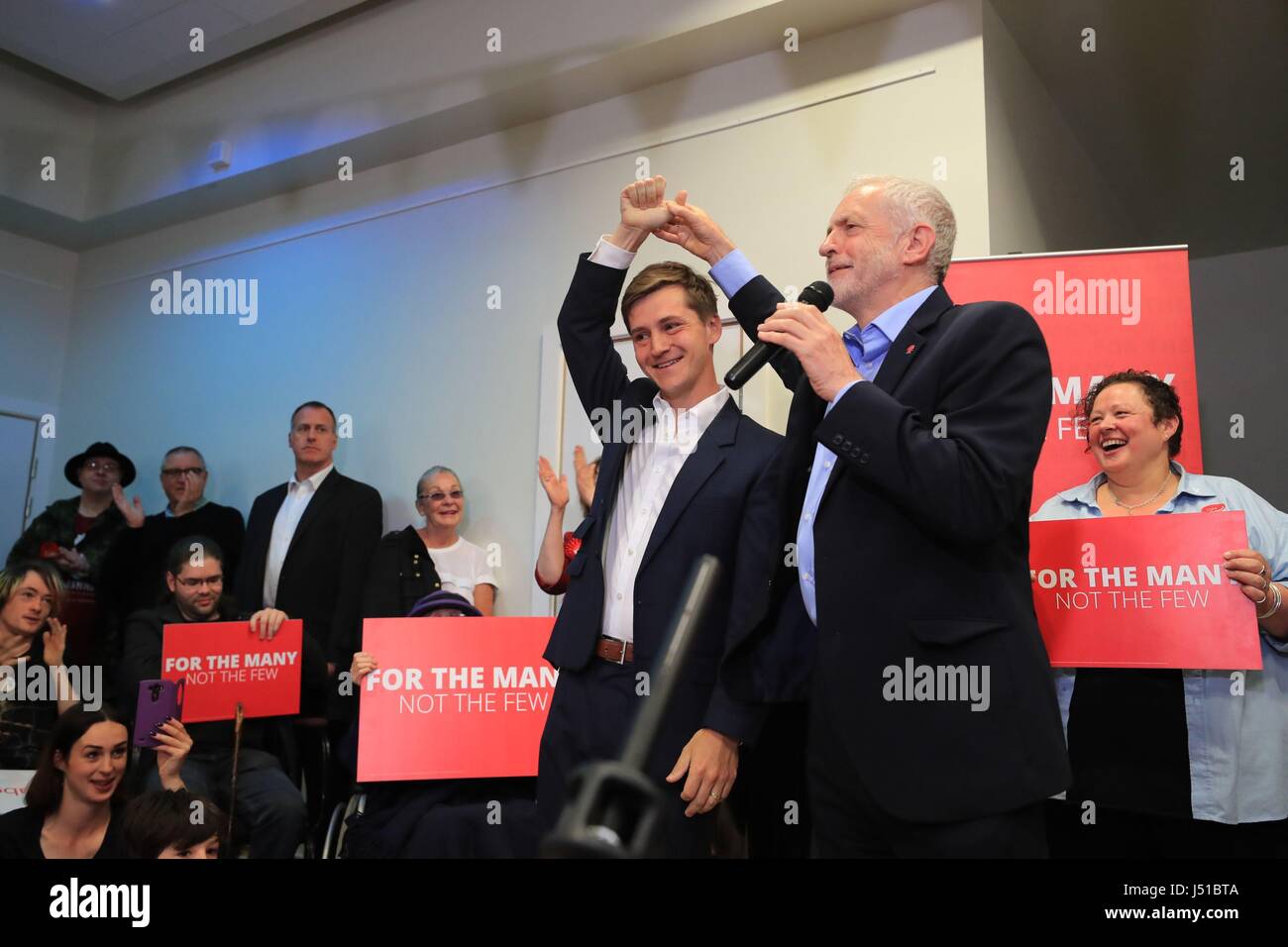 Labour leader Jeremy Corbyn with the party's local candidate Josh ...