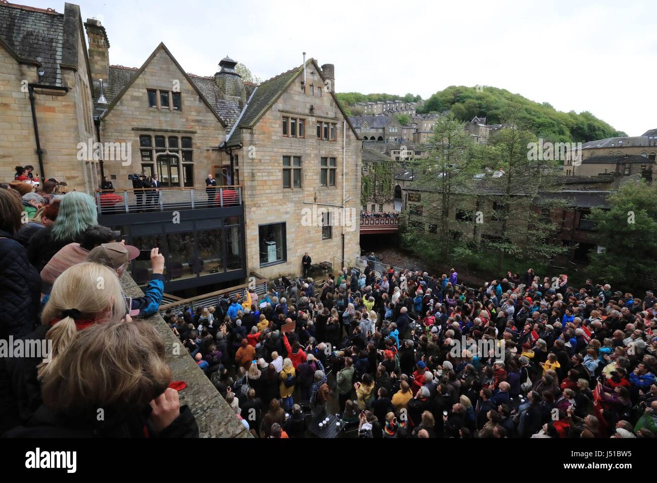 Labour leader Jeremy Corbyn speaking to an audience outside Hebden ...