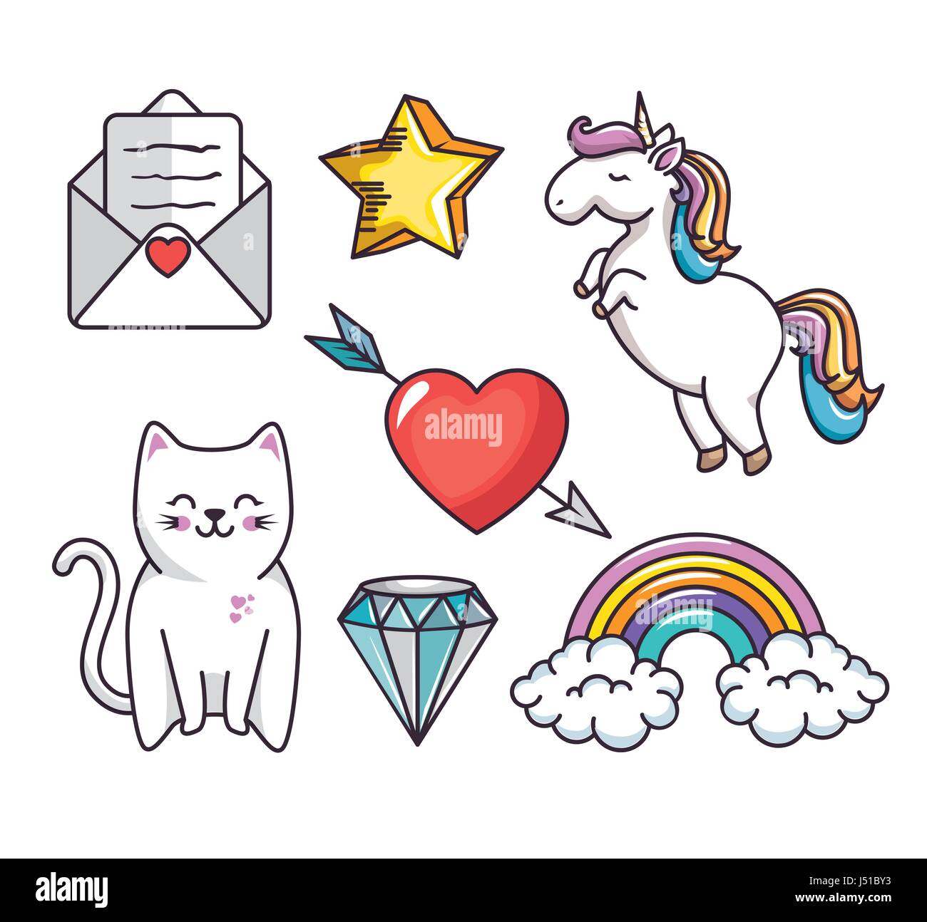 Cute objects set Stock Vector Image & Art - Alamy