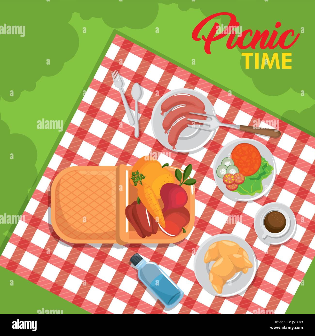 Picnic blanket top view Stock Vector Images - Alamy