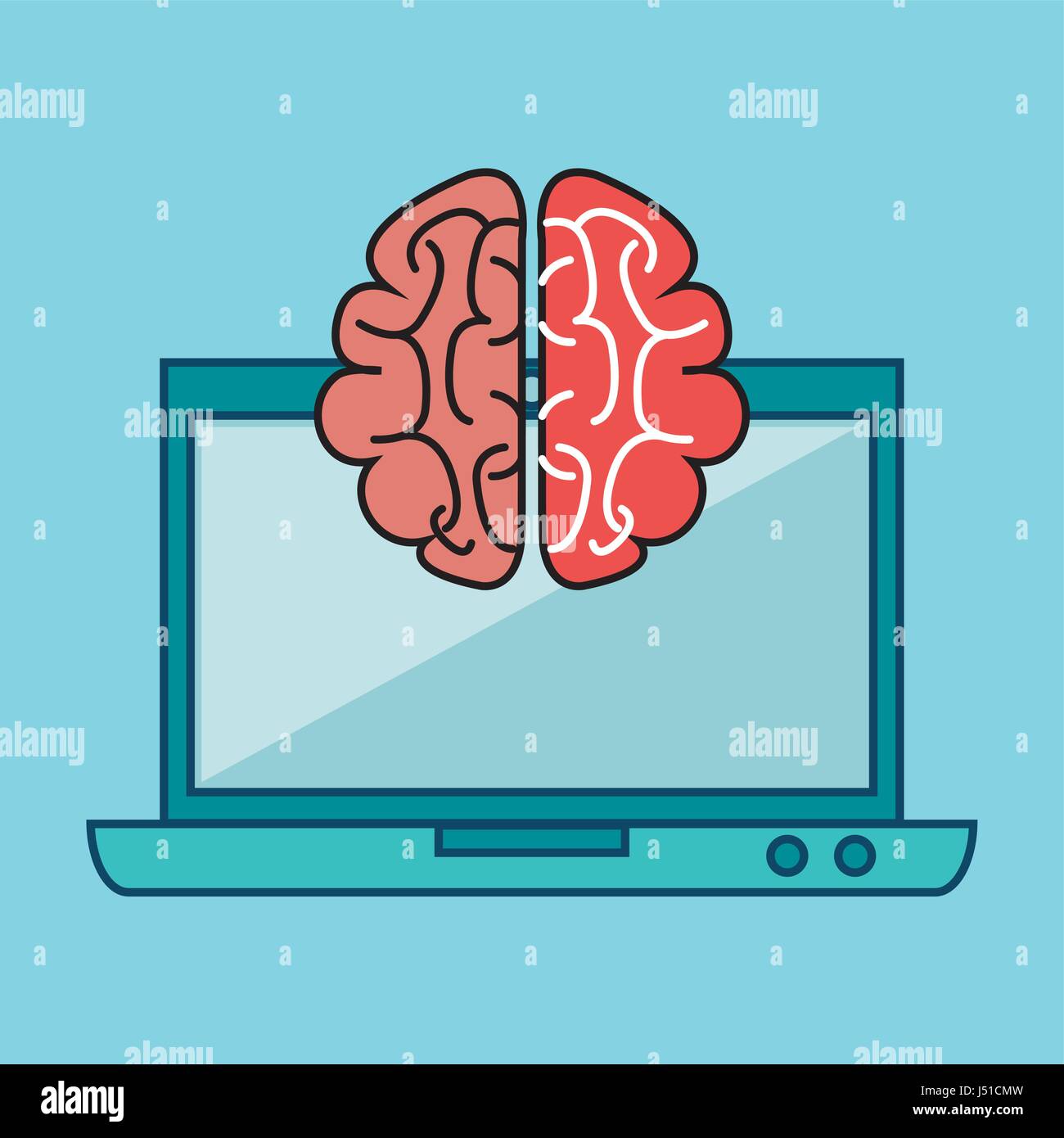 Laptop and human brain Stock Vector Images - Alamy
