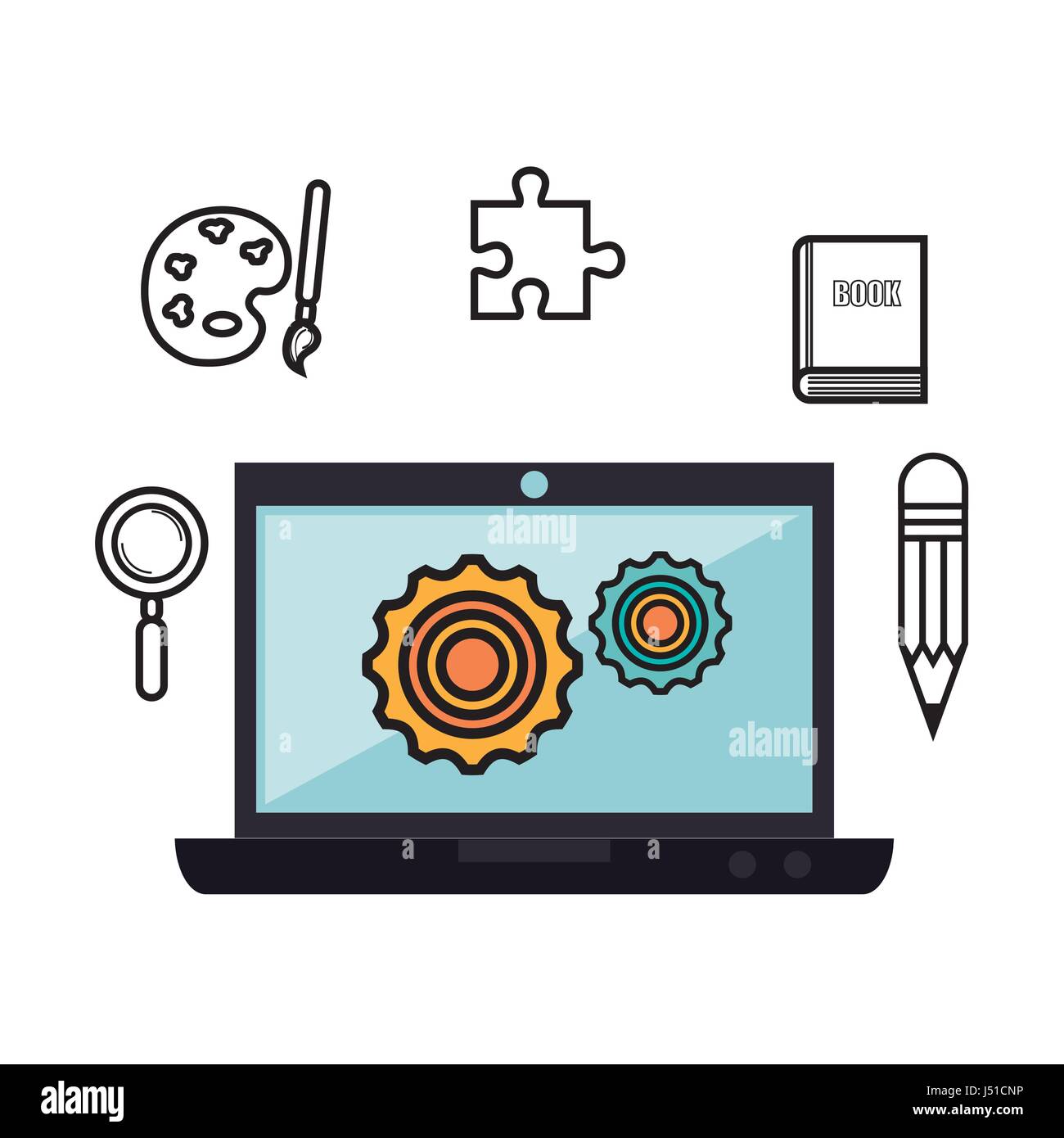 Laptop and objects design Stock Vector Image & Art - Alamy