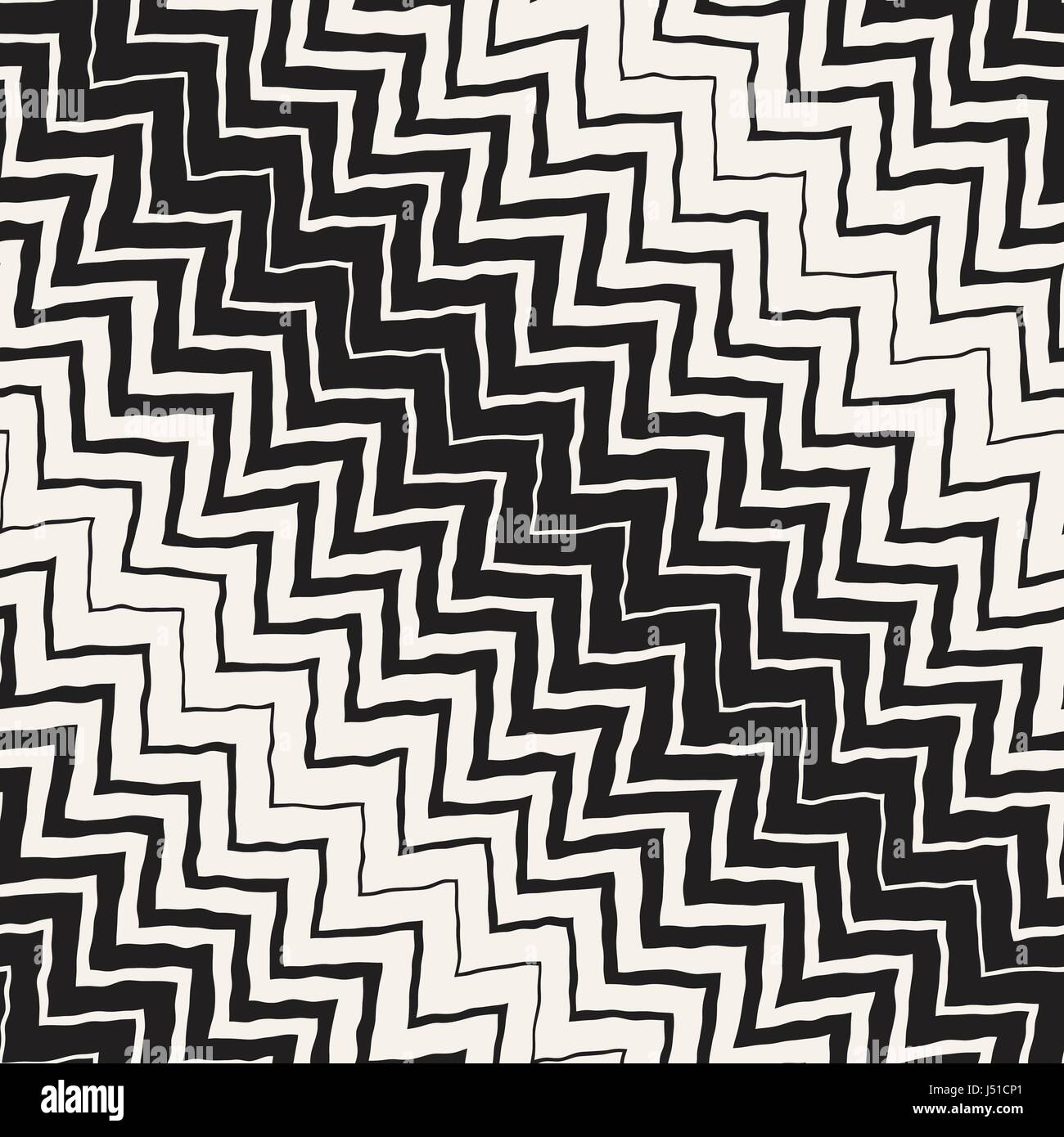 Seamless Wavy Hand Drawn Stripes Pattern. Abstract Repeating Vector ...