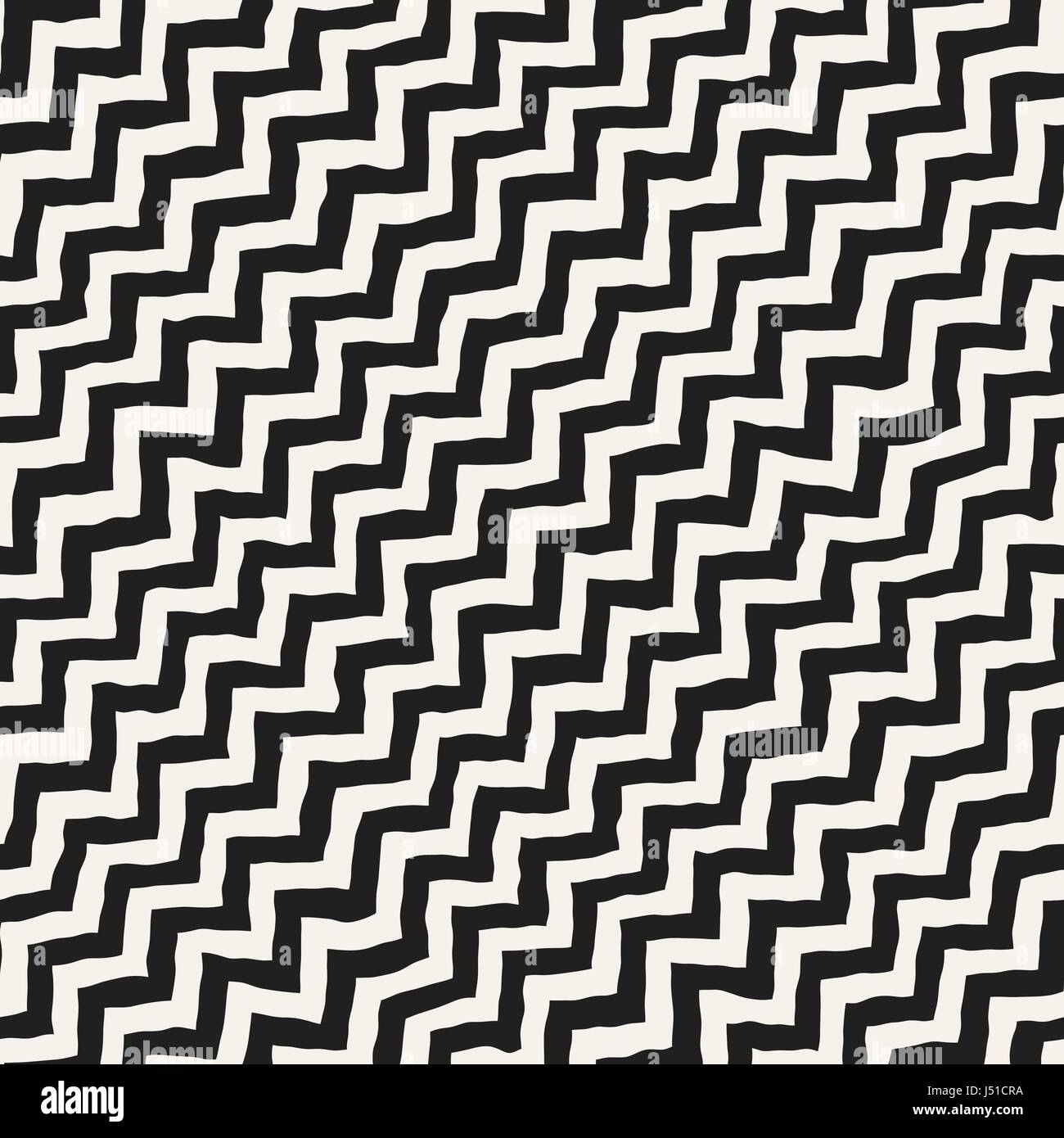 Seamless Wavy Hand Drawn Stripes Pattern. Abstract Repeating Vector ...