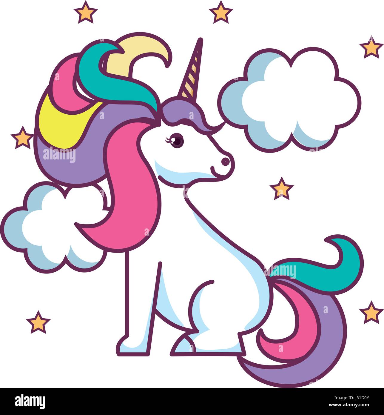 Cute fairytale unicorn clouds Cut Out Stock Images & Pictures - Alamy