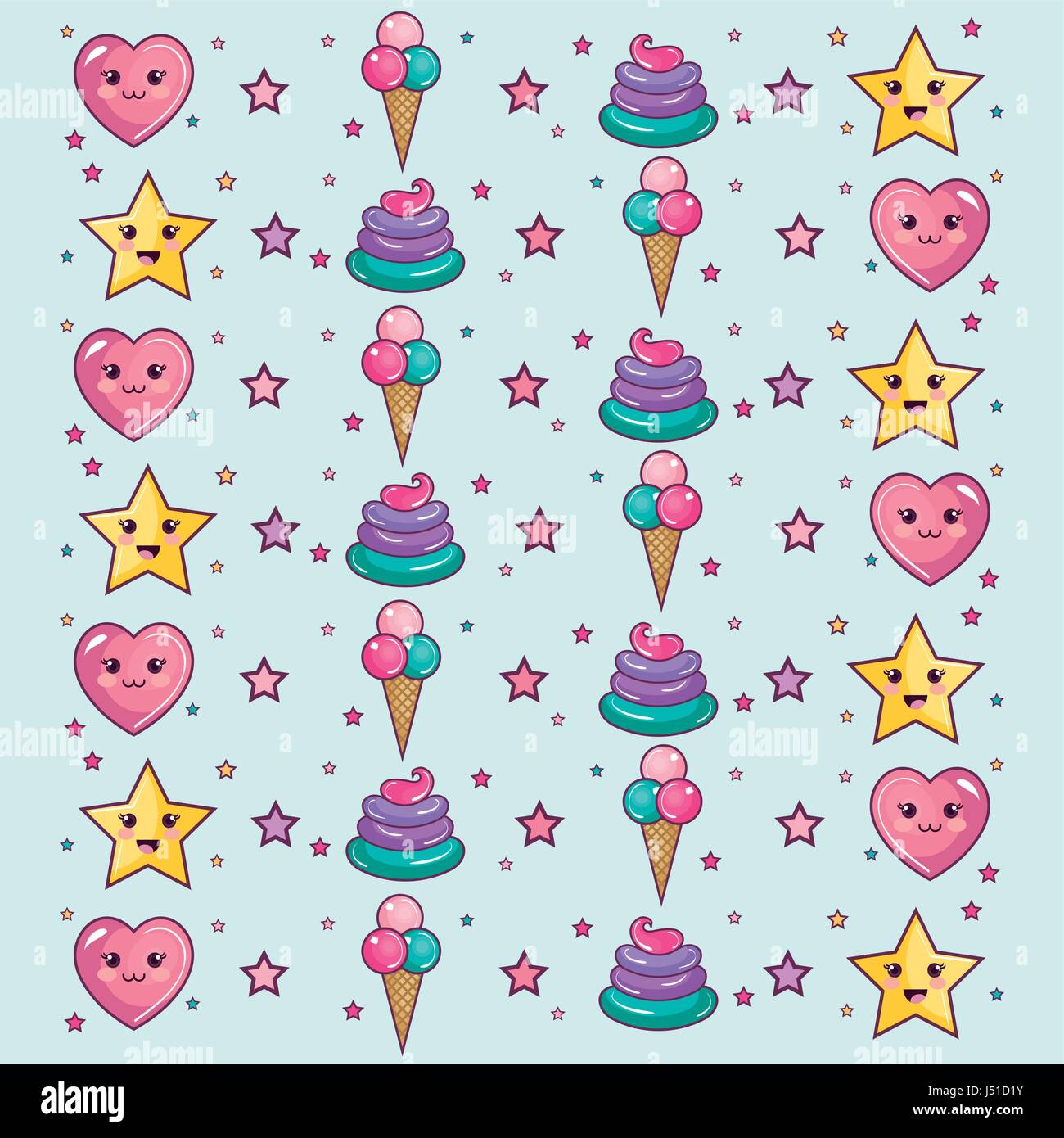 Kawaii pattern design Stock Vector Image & Art - Alamy