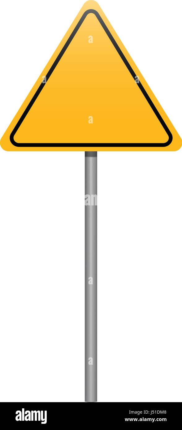 Yellow triangle road sign on stick Stock Vector Image & Art - Alamy
