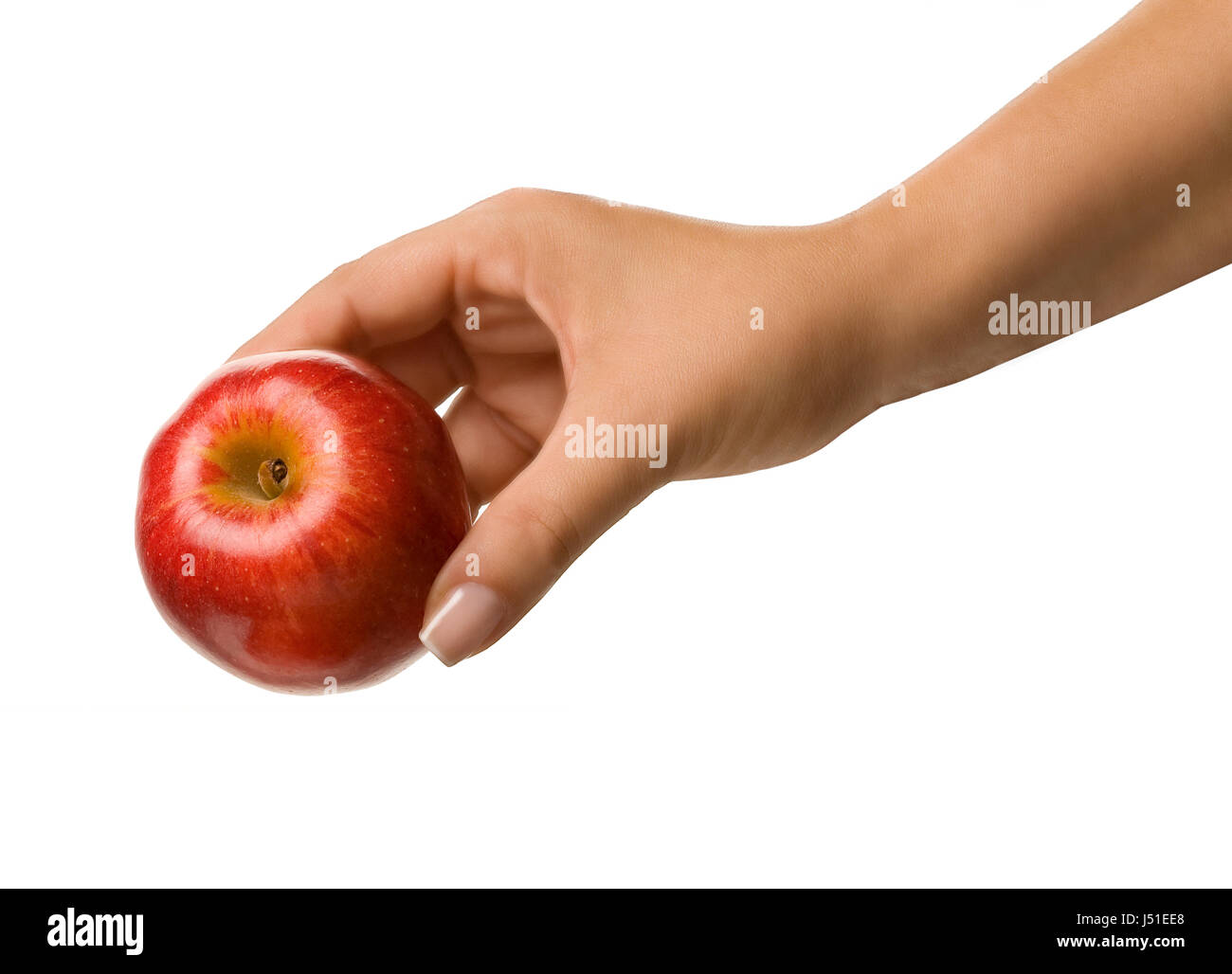 Hand with apple Stock Photo - Alamy