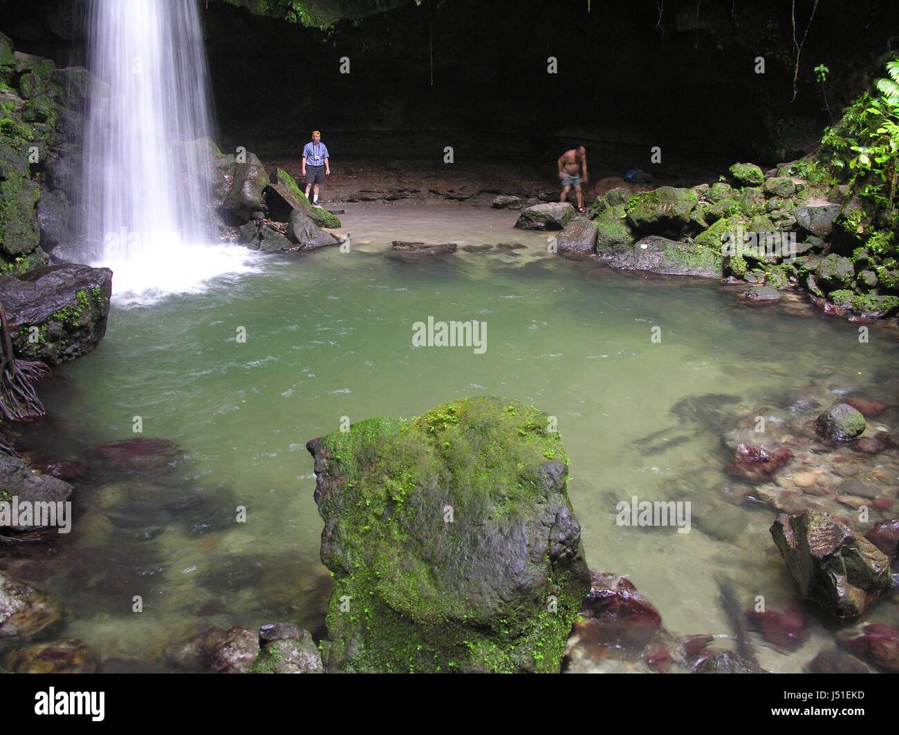 stone virgin forest human human being rock waterfall moss fresh water ...