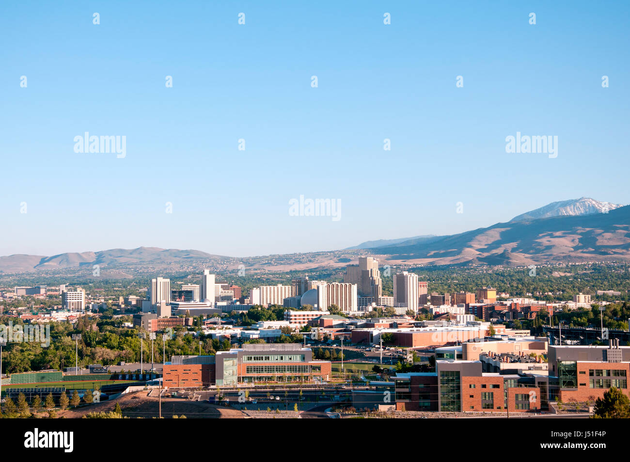 Image of the skyline of Reno, Nevada with the University of Nevada Reno ...
