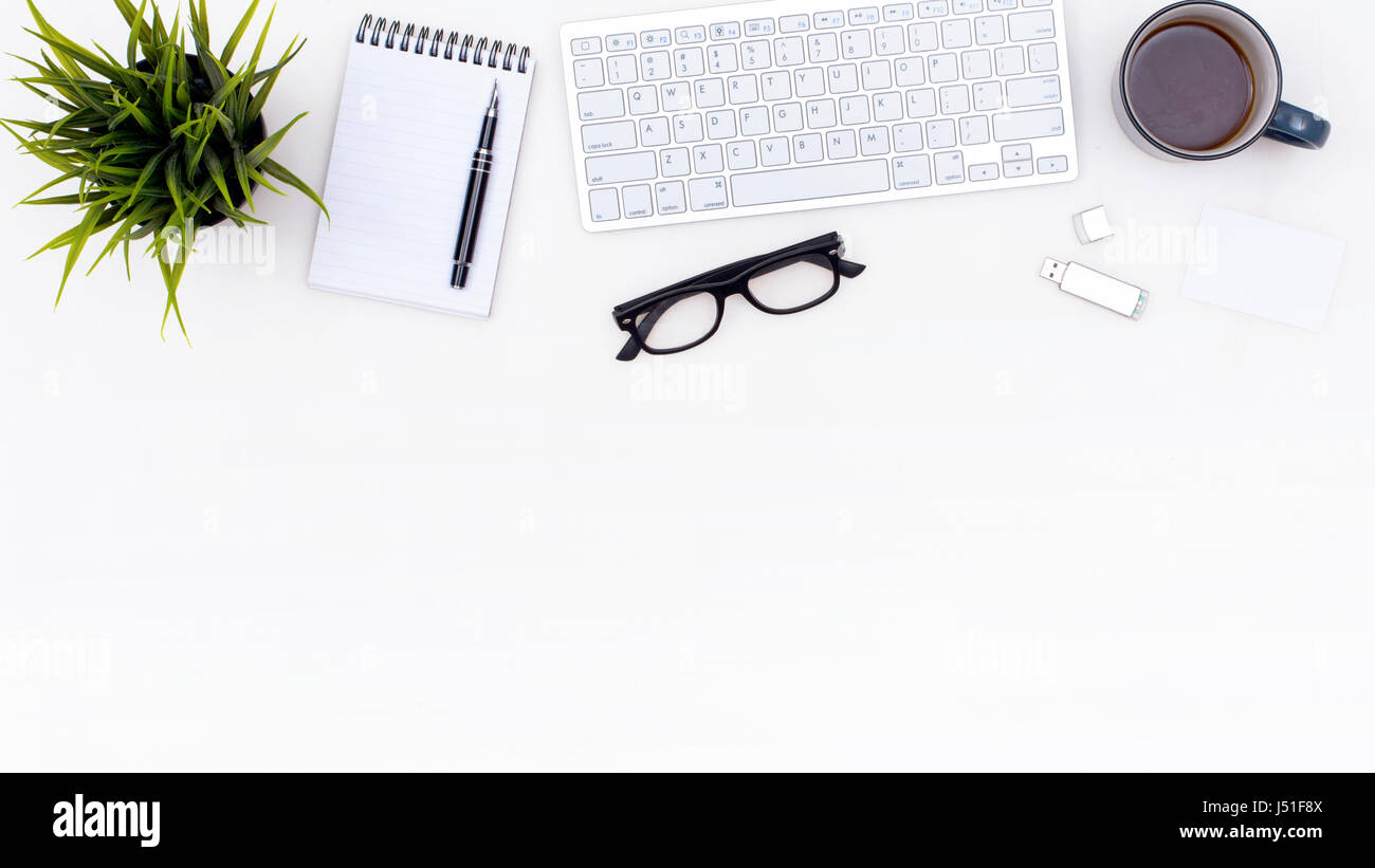 White office desk header Stock Photo - Alamy