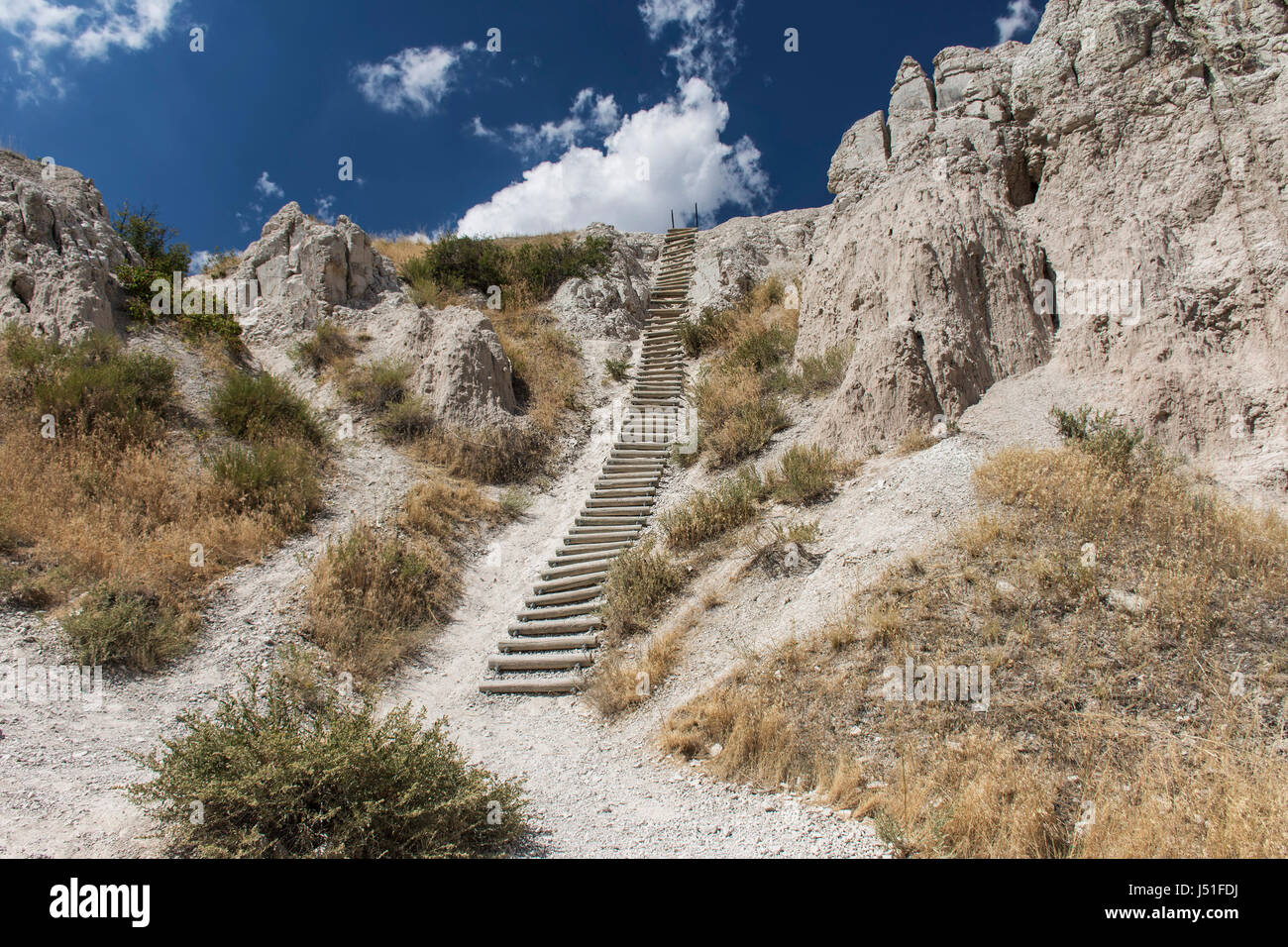 The Notch Trail showing a ladder in Badlands National Park, South Dakota, USA Stock Photo - Alamy