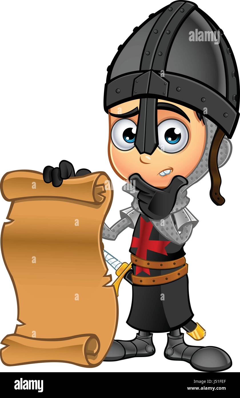 Boy cartoon cute illustration knight medieval vector hi-res stock ...