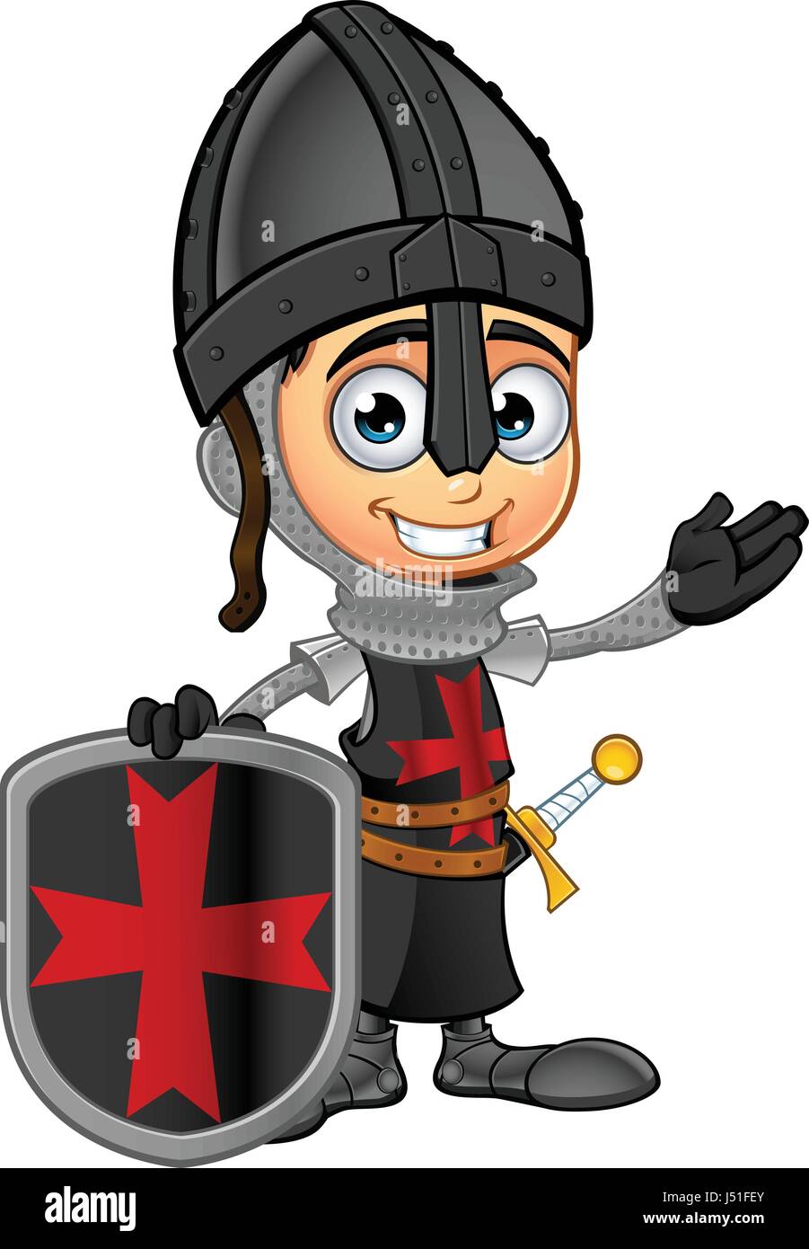 A cartoon illustration of a Boy Black Knight character Stock Vector ...