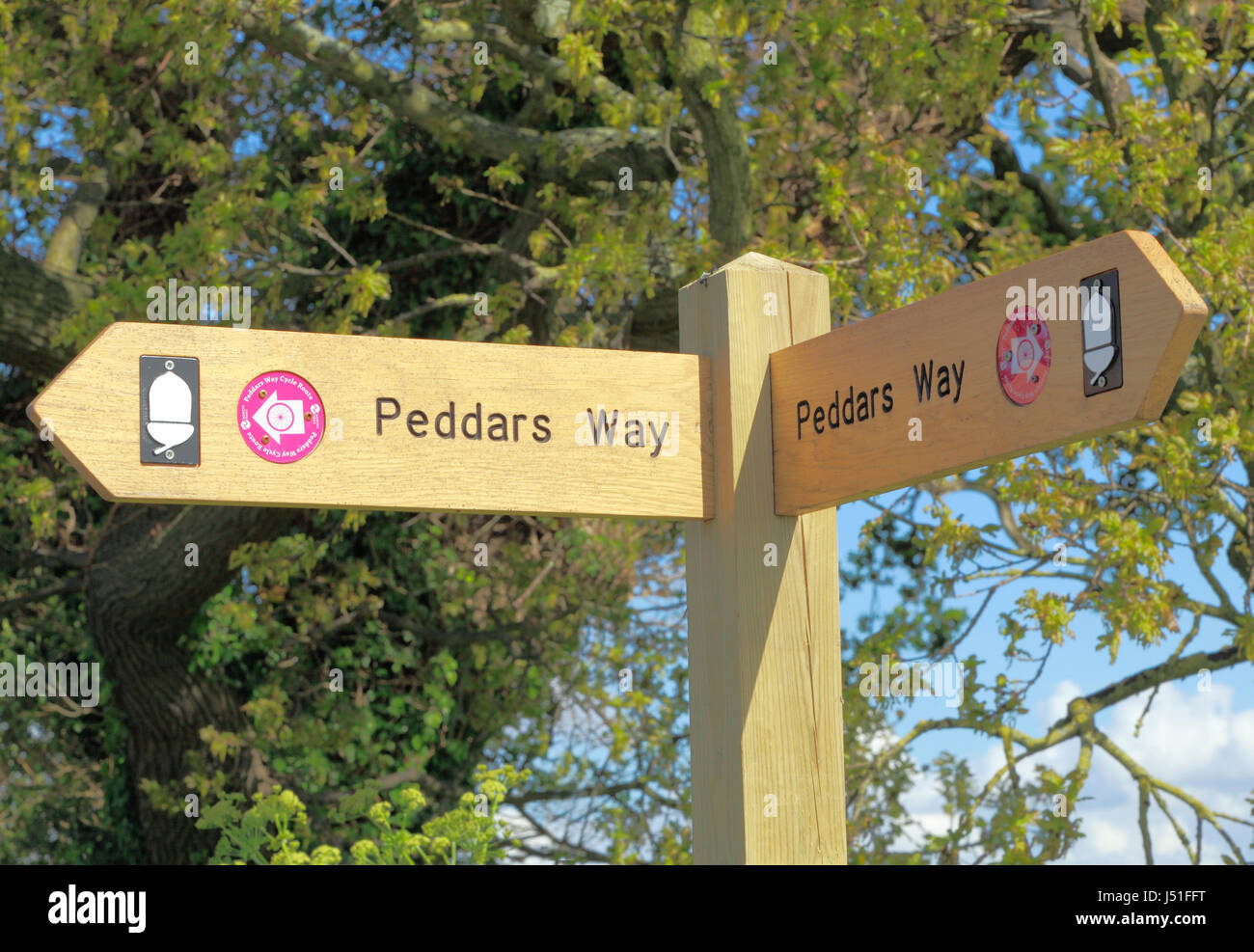 Peddars Way footpath, finger post, sign, Acorn Trust, Cycle Route ...