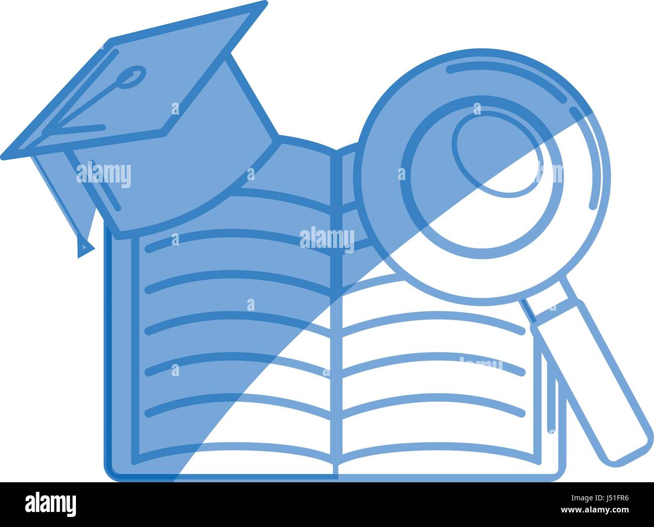 open notebook with graduation cap and magnifying Stock Vector Image ...