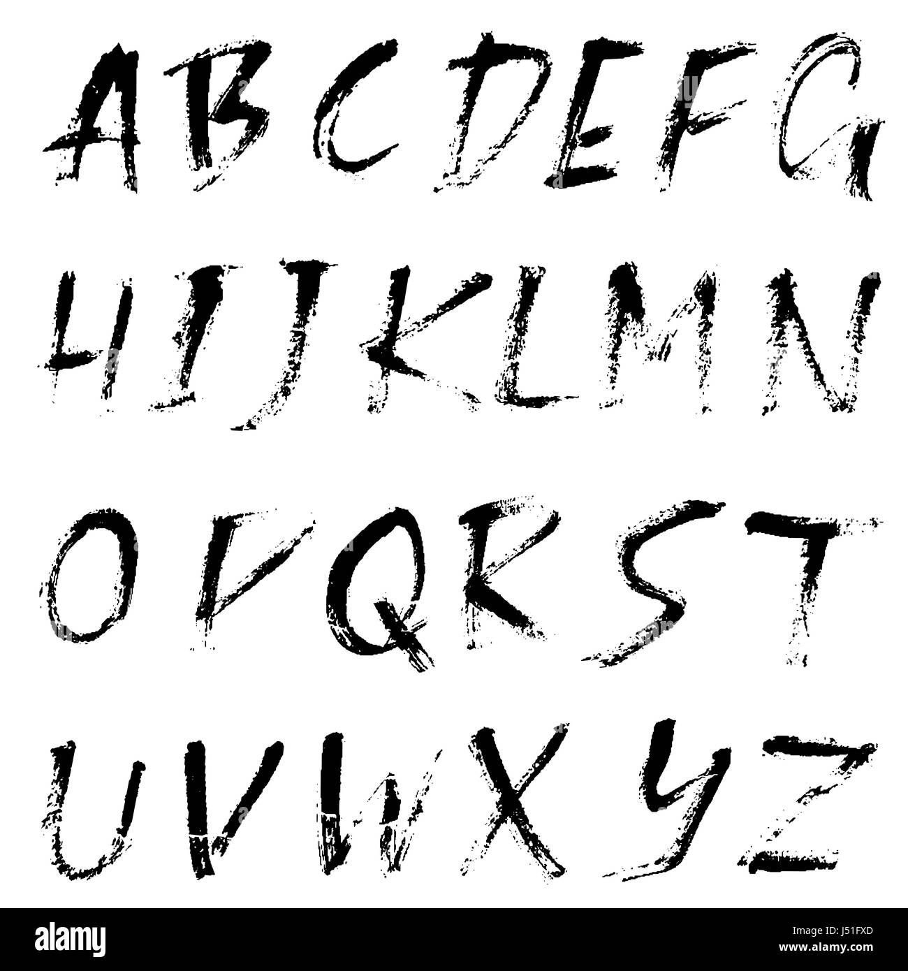 Hand drawn dry brush font. Modern brush lettering. Grunge style ...