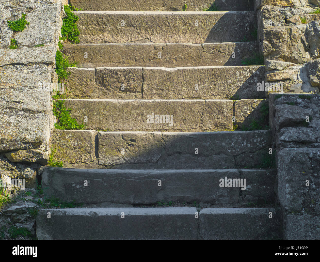 An ancient medieval stone steps near the church Stock Photo - Alamy