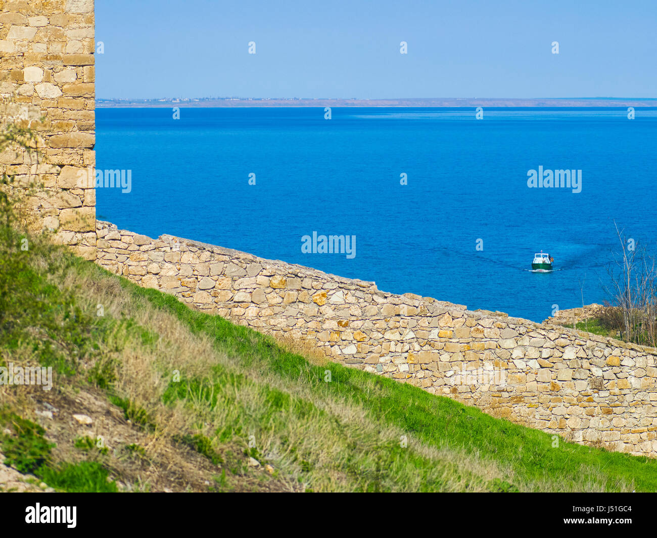 Wall of the Genoese fortress with a view to the sea Stock Photo - Alamy