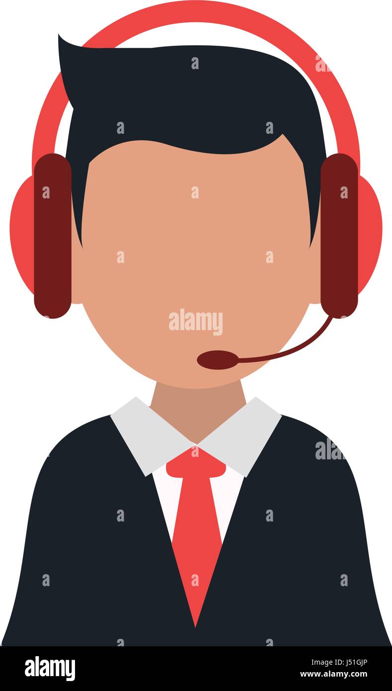 person with headset customer service or call center worker icon Stock ...