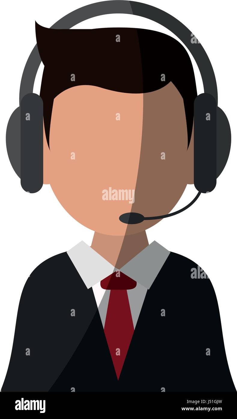 person with headset customer service or call center worker icon Stock ...