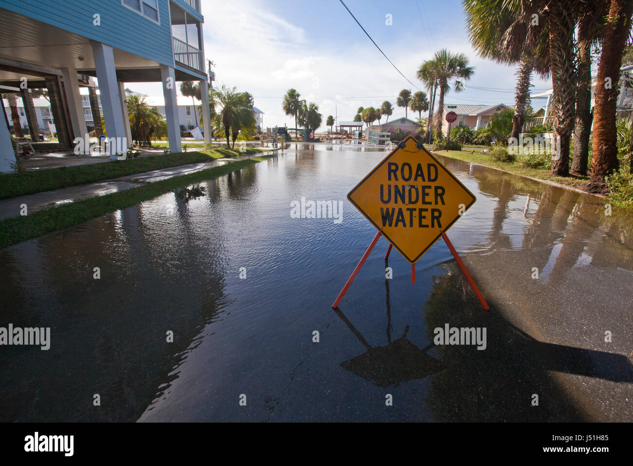Road Flooded in Cedar Key Florida after Hurricane Hermine Stock Photo ...