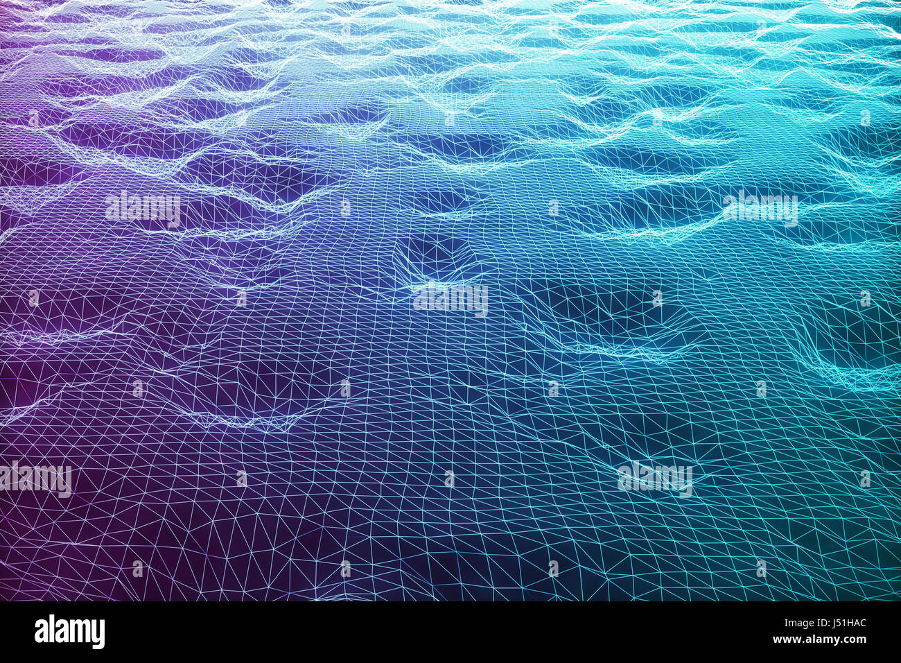 3D illustration landscape background. Cyberspace landscape grid. 3d ...