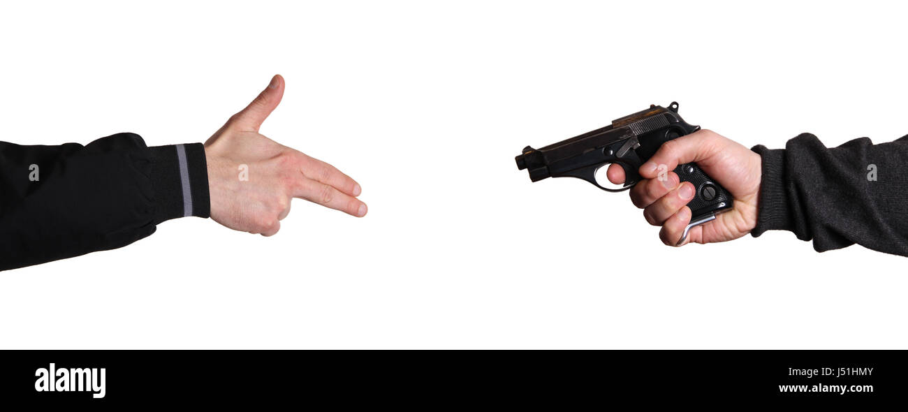 Gun in the hand Stock Photo - Alamy