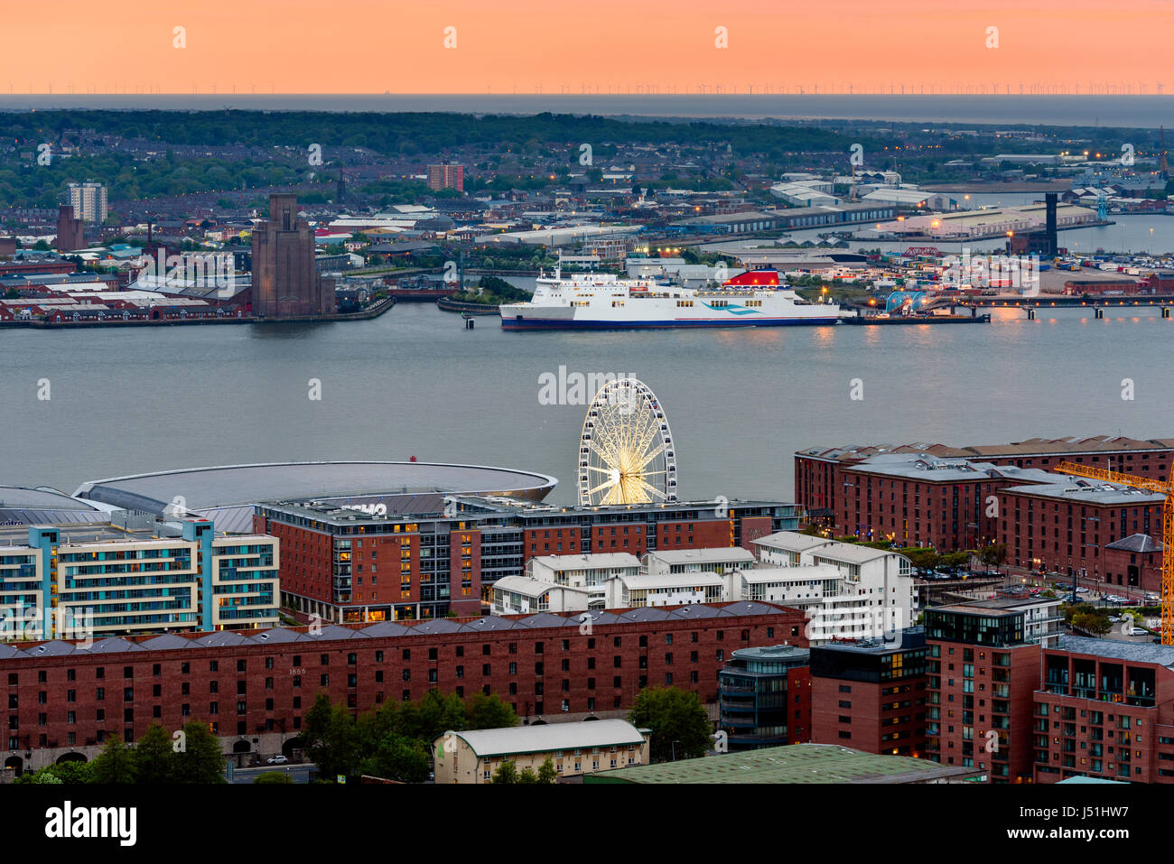 Aerial view of Liverpool skyline and albert dock Stock Photo - Alamy