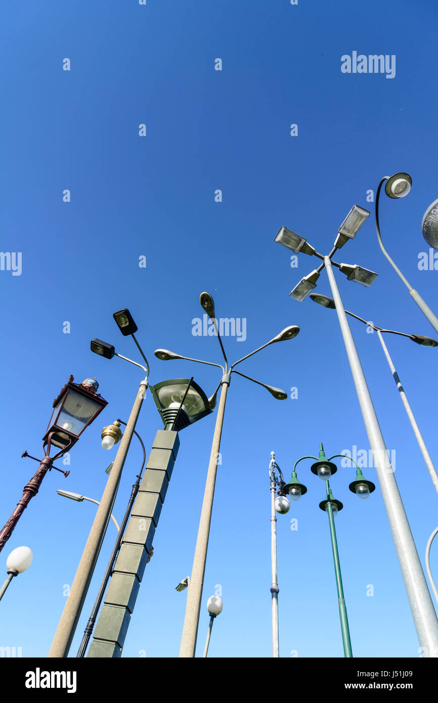 street lamp lamps at installation artwork "Leuchtenwald", Rosenheim ...