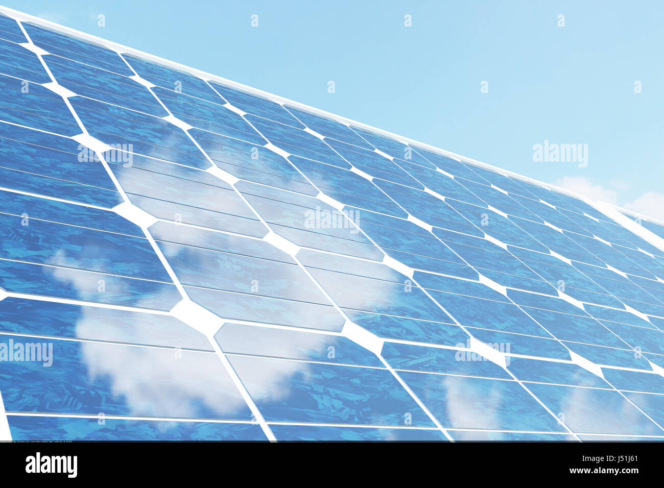 3D illustration solar panels on sky background. Alternative clean ...