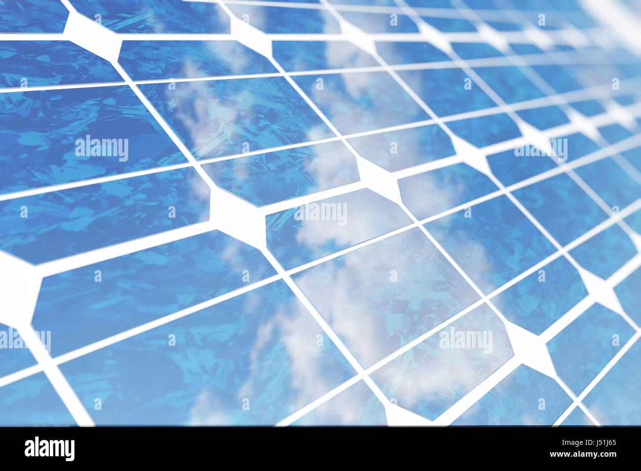 3D illustration solar panels with reflection the sunny sky. Background ...