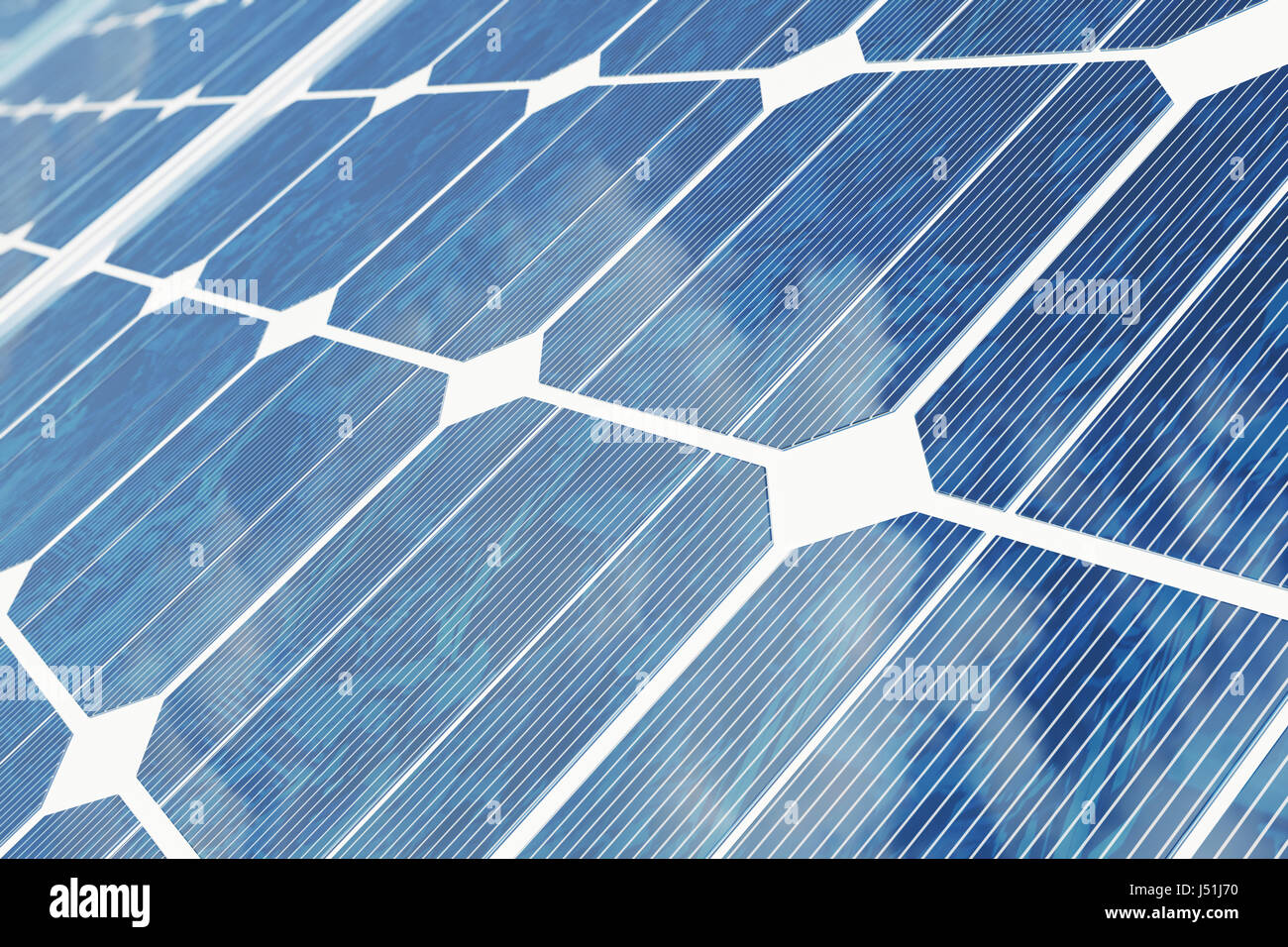 3D illustration solar panels with reflection the sunny sky. Background ...