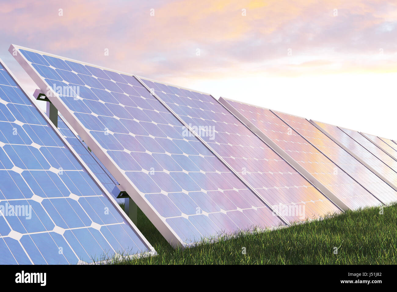 3D illustration solar power generation technology. Alternative energy ...