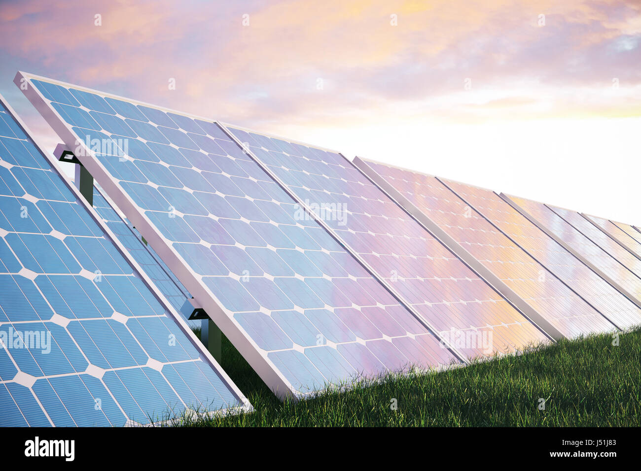 3D illustration solar power generation technology. Alternative energy ...