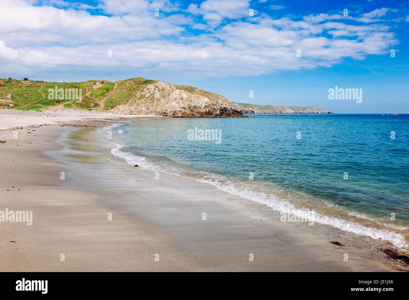 Sandy beach at Kennack Sands on the Lizard Peninsula Cornwall England ...