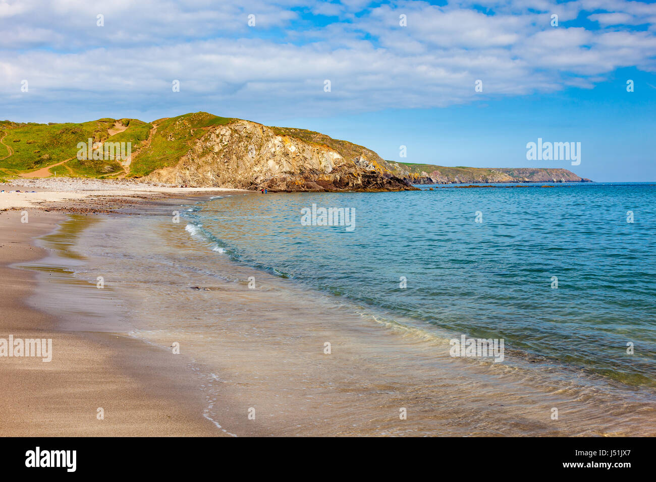 Sandy beach at Kennack Sands on the Lizard Peninsula Cornwall England ...