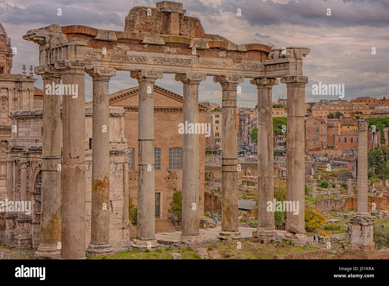 Rome, Italy - November 10, 2014:The Temple of Saturn is a temple to the ...