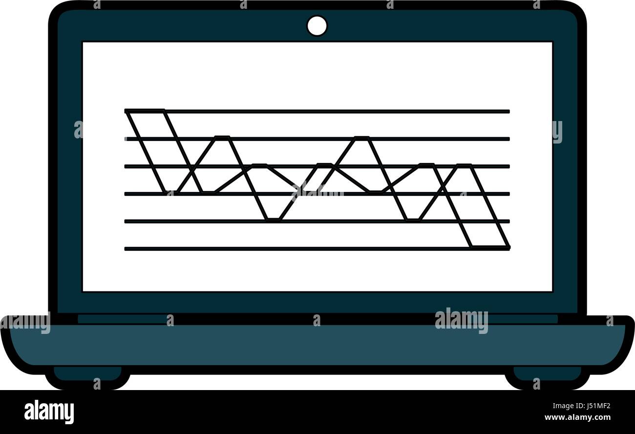 laptop computer with graph chart on screen icon image Stock Vector ...