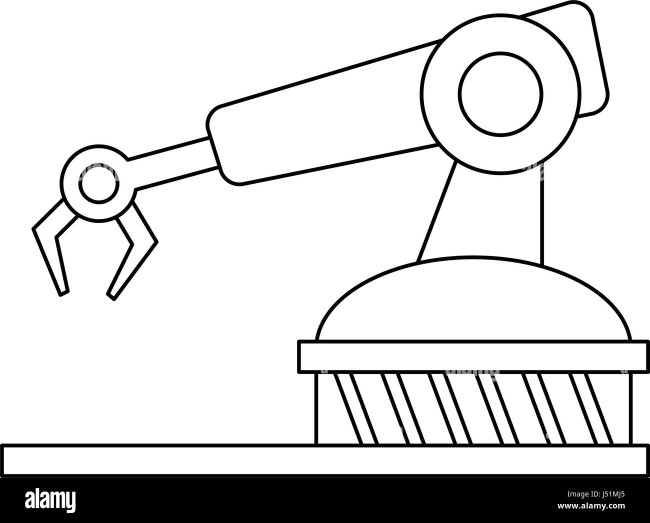 Assembly line industrial machine icon Black and White Stock Photos ...