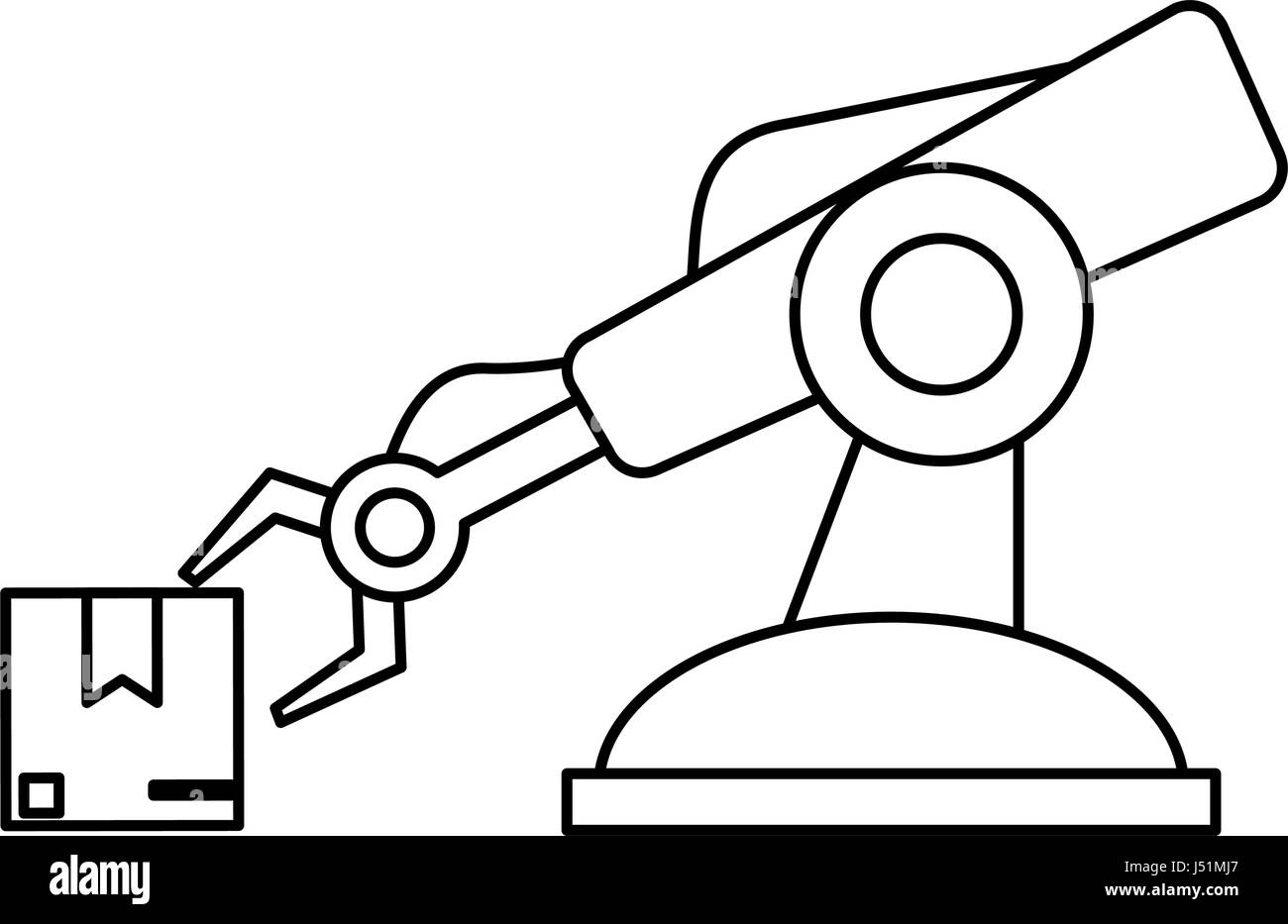 Assembly line industrial machine icon Black and White Stock Photos ...