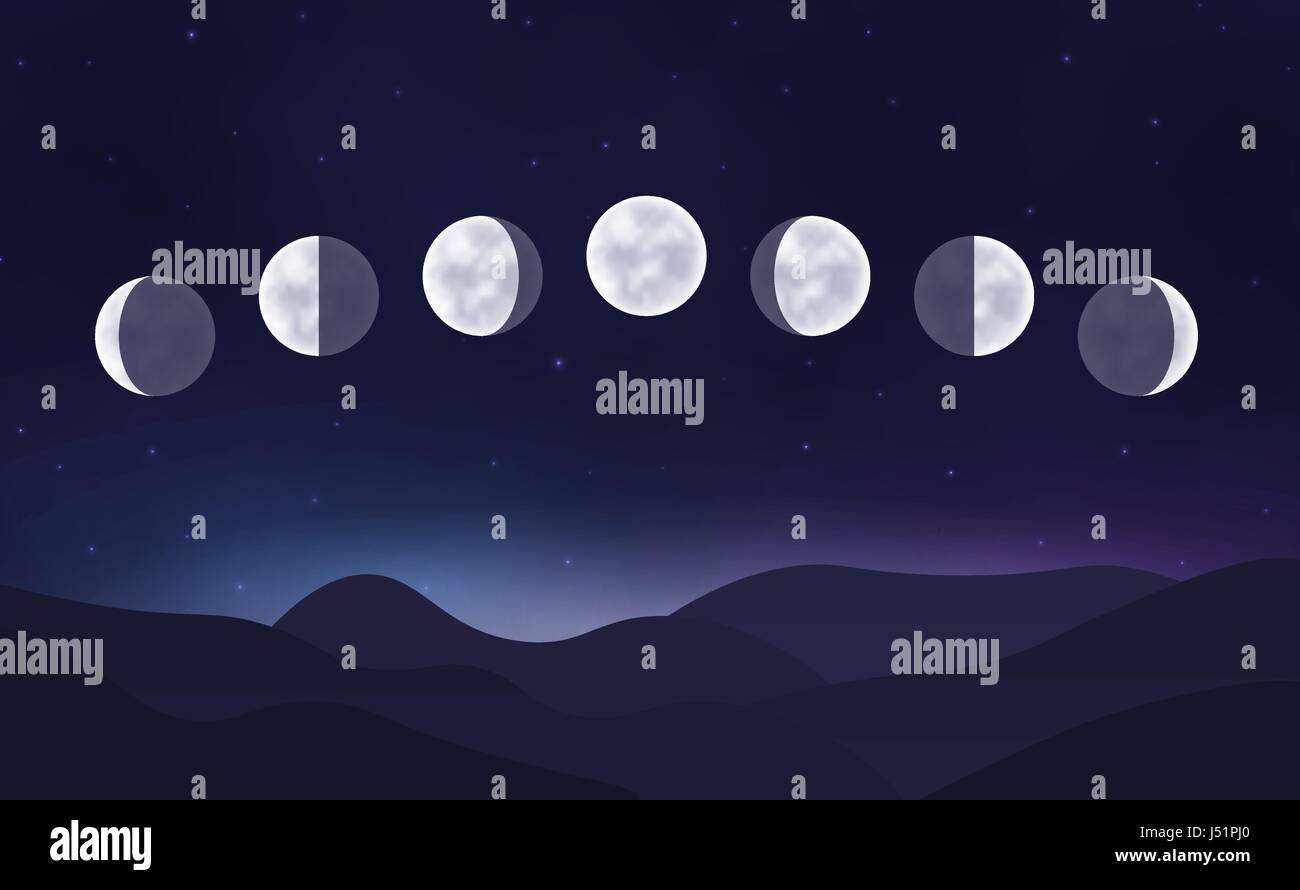 Lunar cycle in the night sky Stock Vector Image & Art - Alamy